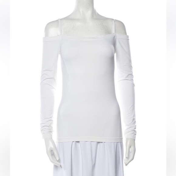 Stretch | Tops | Helmut Lang White Off Shoulder Stretch Long Sleeve Top ...